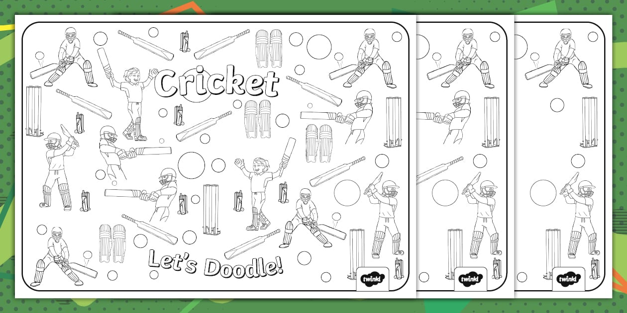 Cricket Doodle Colouring Pages (teacher made) - Twinkl