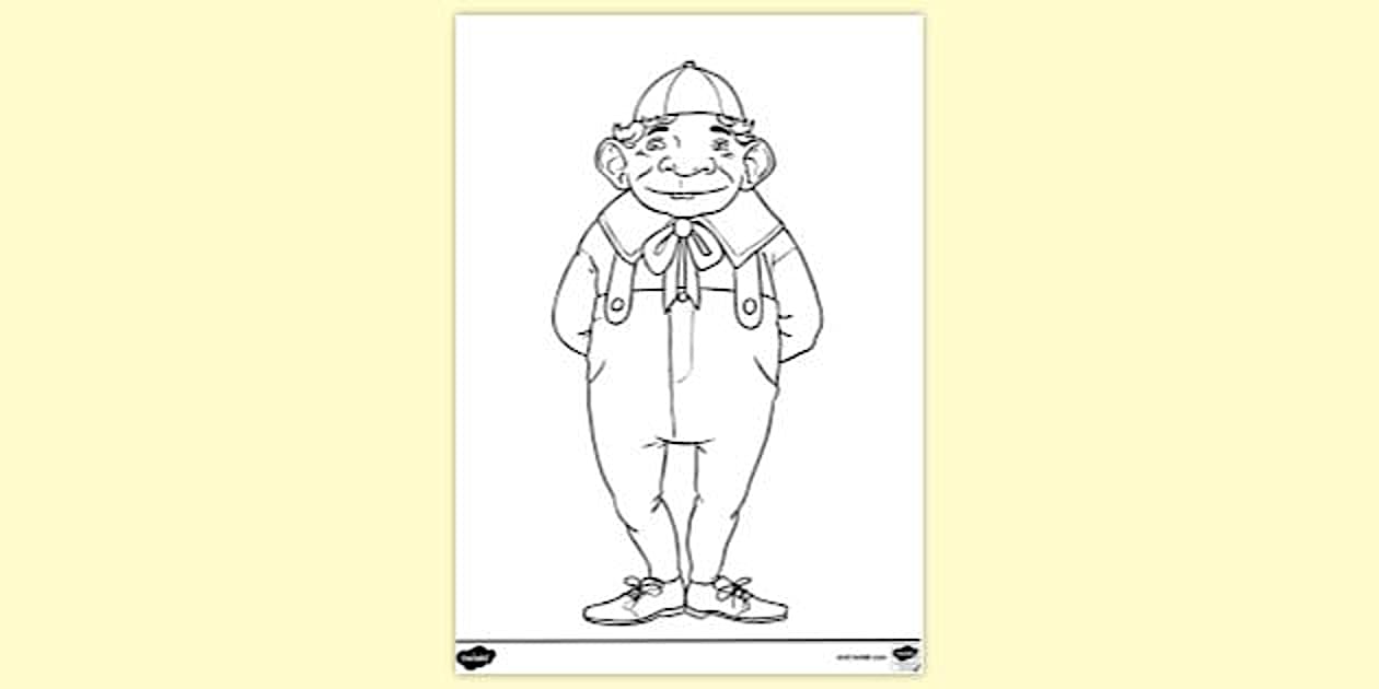 Tweedledee Colouring Page (teacher made) - Twinkl