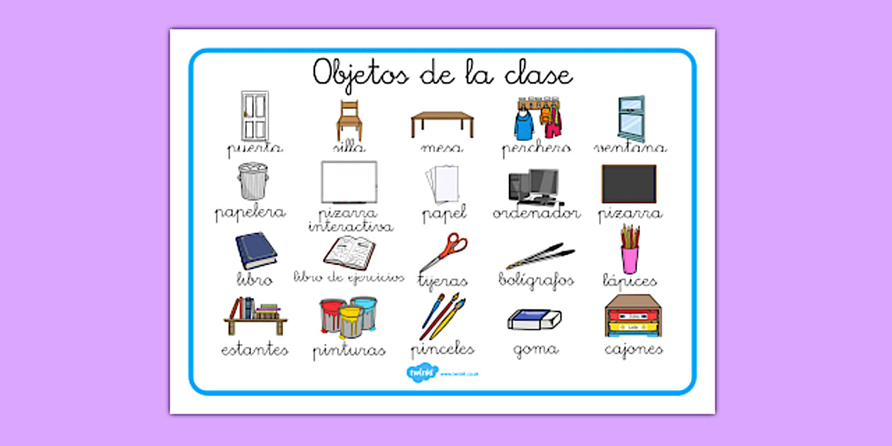 Tapiz de vocabulario de objetos de la clase - Twinkl