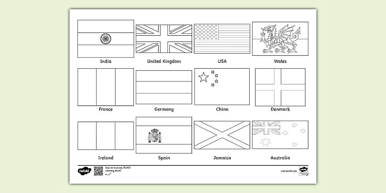 Flags of the World Colouring Page | Flags Colouring Activity
