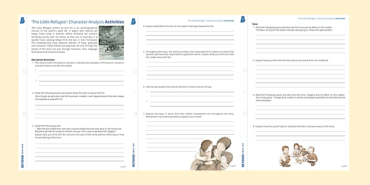 'The Little Refugee' Analysis PDF | Characters | Twinkl