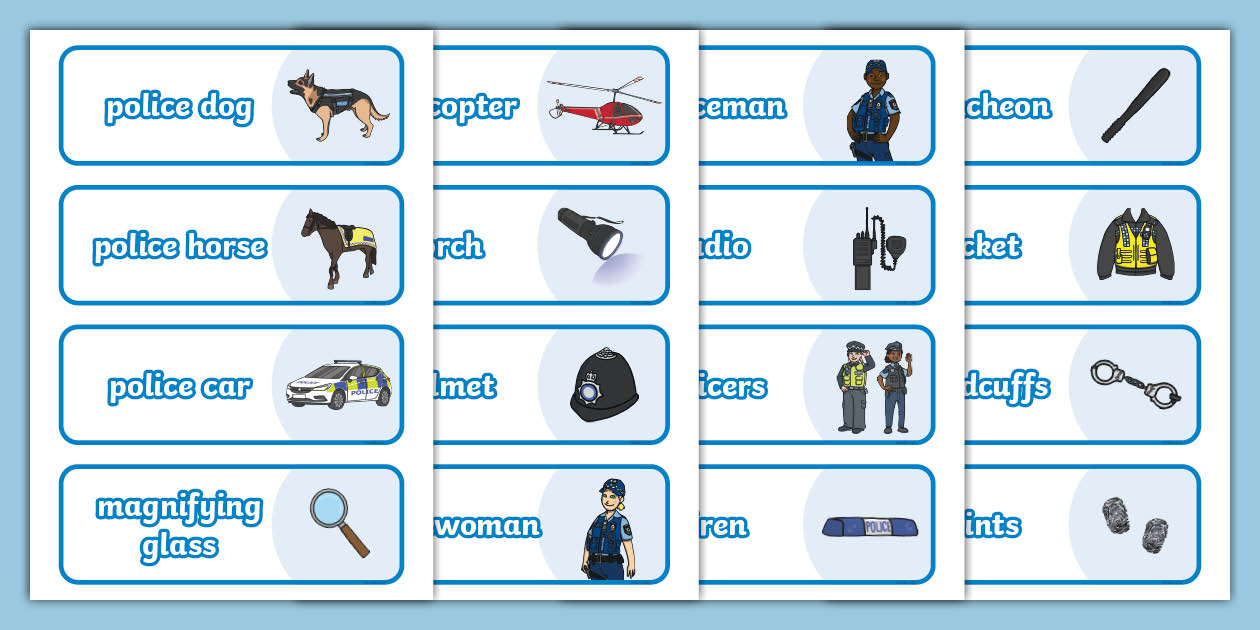Editable Police Role Play Word Cards (teacher made) - Twinkl
