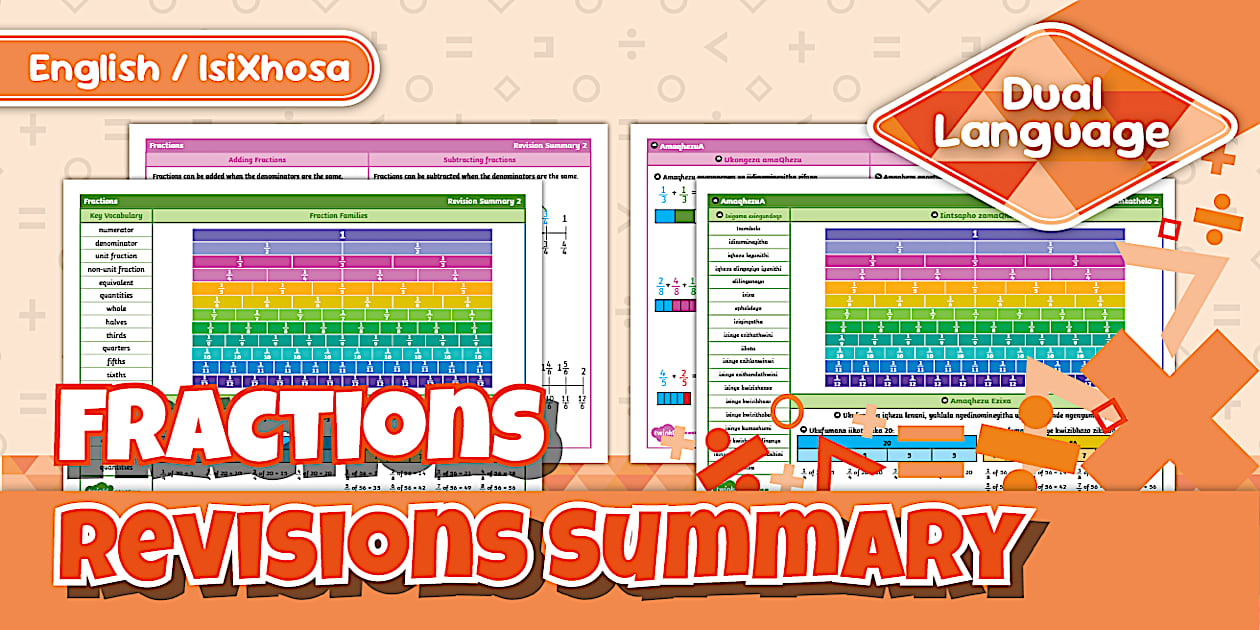 Grade 4 Maths Term 3 - Fractions Revision Summary 2: isiXhosa/English (CAPS