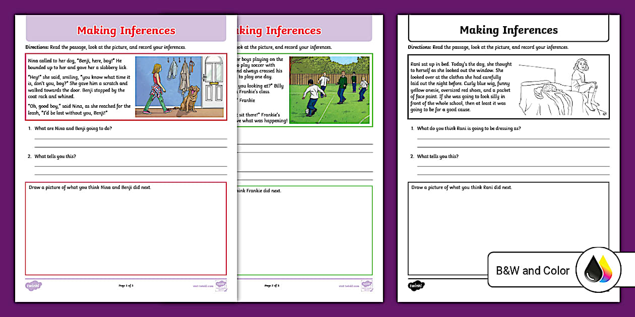 Making Inferences Activity Sheets for 3rd-5th Grade - Twinkl