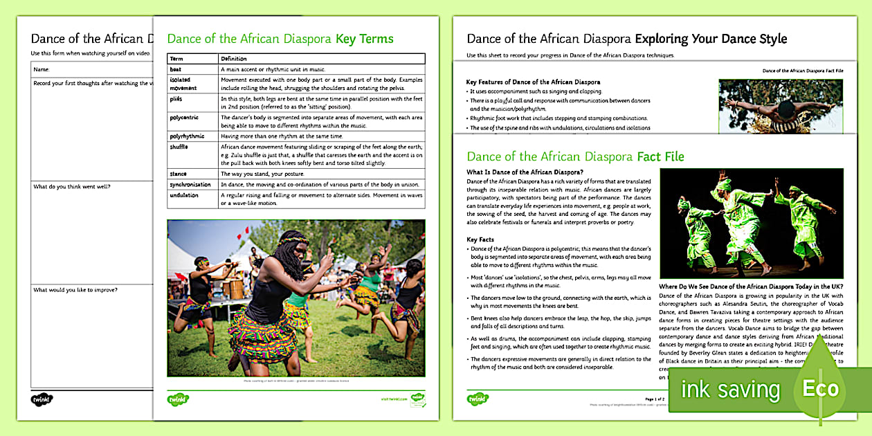 Dance of the African Diaspora Activity Pack (teacher made)