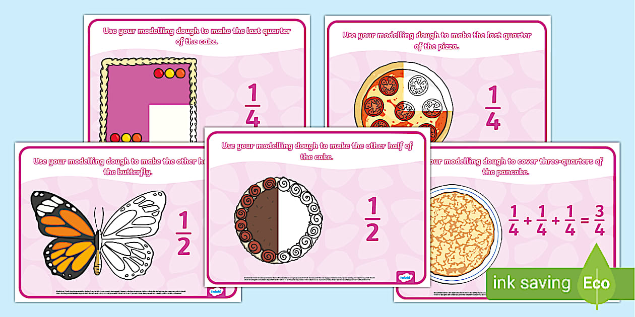 Year 1 Halves And Quarters Modelling Dough Mats - Twinkl