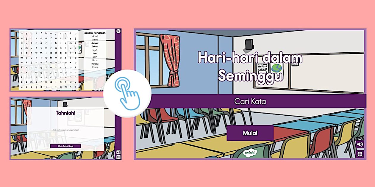 Permainan Interaktif Cari Kata - Hari dalam Seminggu