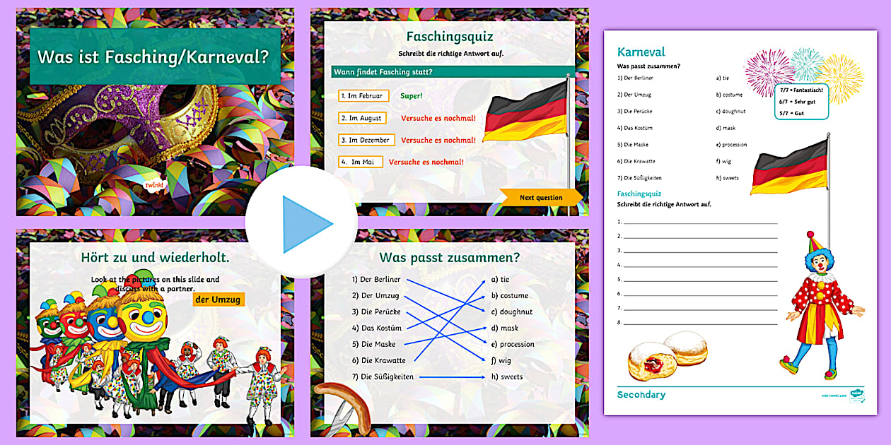 Karneval PowerPoint German (teacher made) - Twinkl