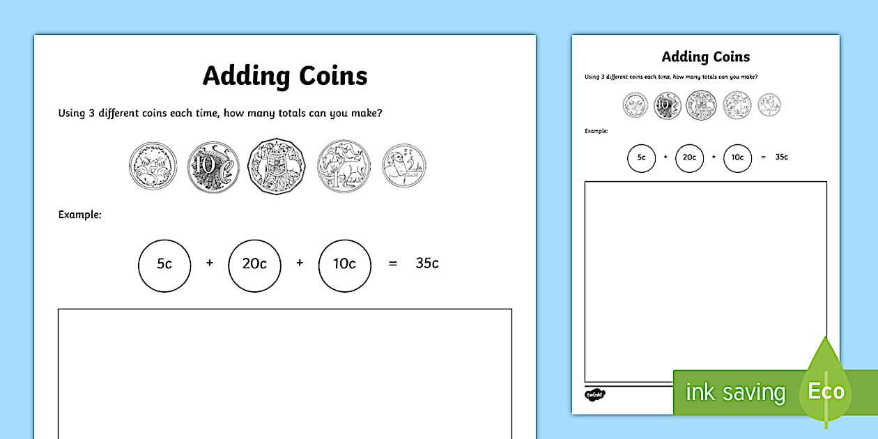 Editable Adding Coins Worksheet (teacher made) - Twinkl