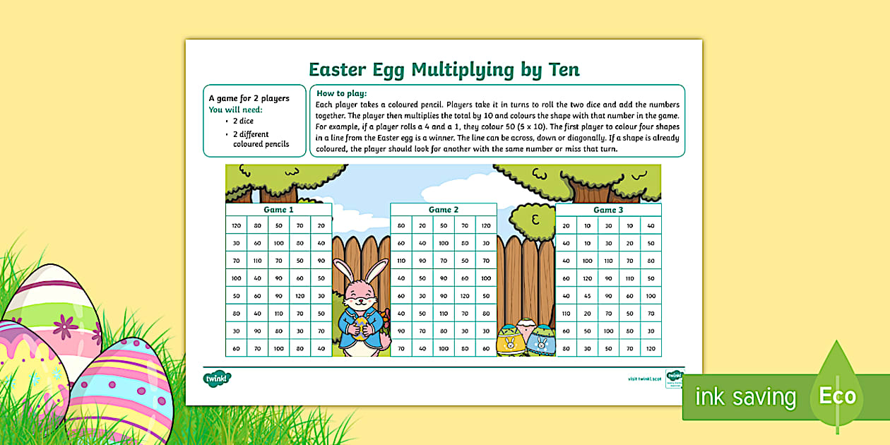 Easter Egg Multiplying by Ten Worksheet (teacher made)