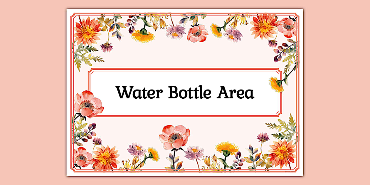 Wildflower Botanical Themed Water Bottle Area Display Poster