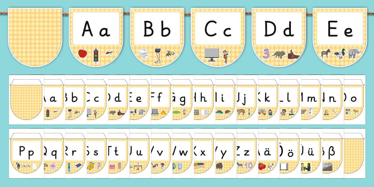 Alphabet Deutsch - Wimpelkette (Teacher-Made) - Twinkl