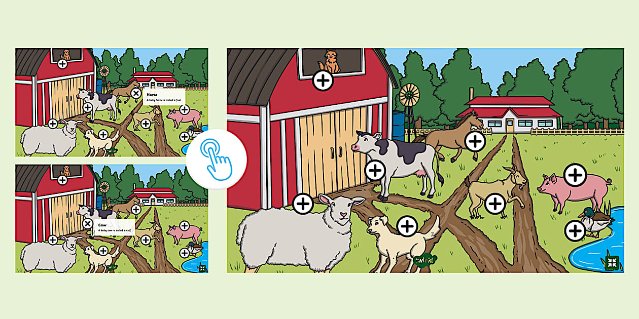 Farm Animals and Their Babies Interactive Hotspots - Twinkl