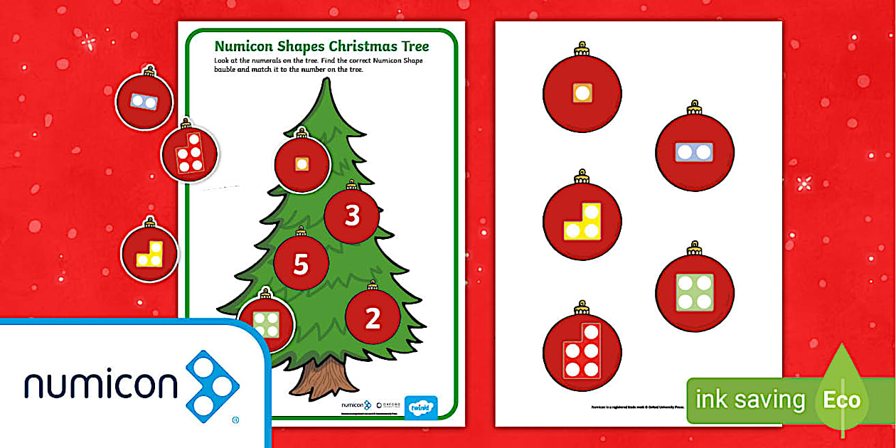 FREE! - 👉 Numicon Shapes Christmas Tree Matching to 5 Activity