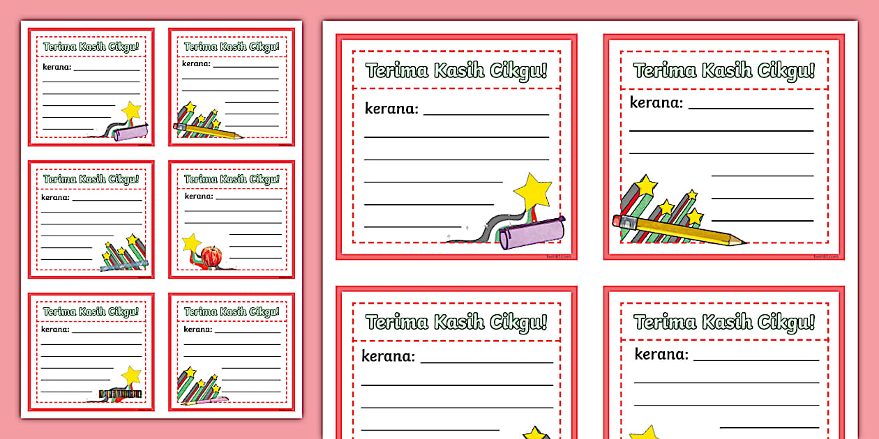 Hari Guru - Nota Terima Kasih Cikgu (Teacher-Made) - Twinkl