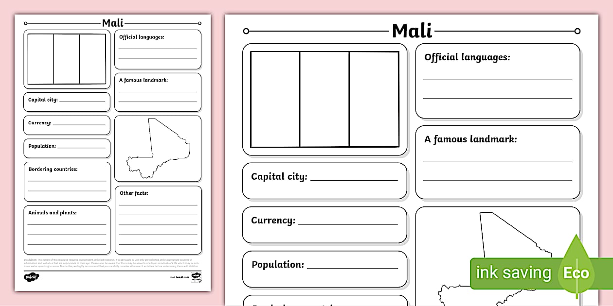 Mali Fact File Template (teacher made) - Twinkl