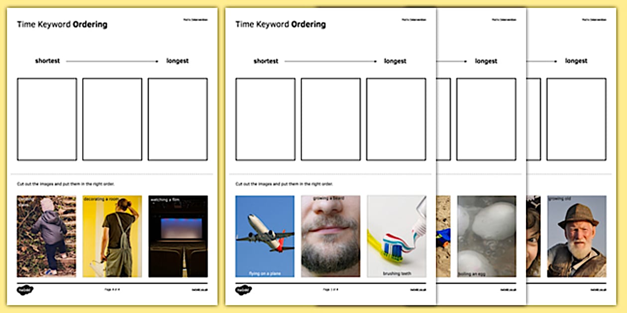 Maths Intervention Time Keyword Ordering Worksheet / Worksheet Pack
