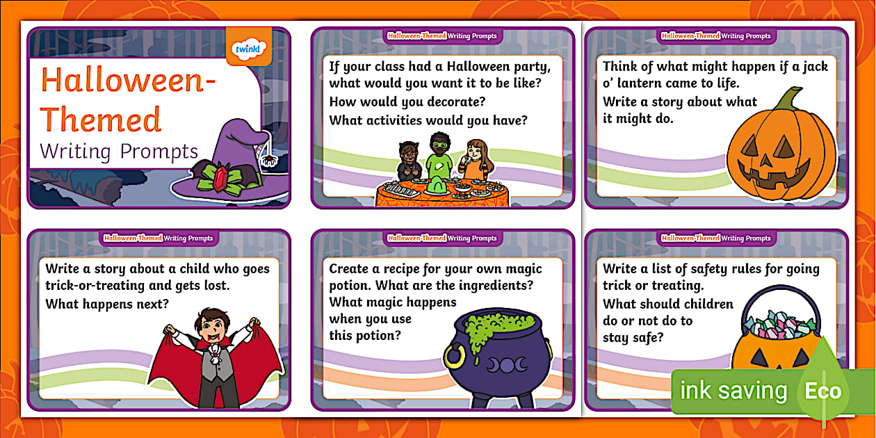Halloween Writing Prompt Cards (teacher made) - Twinkl