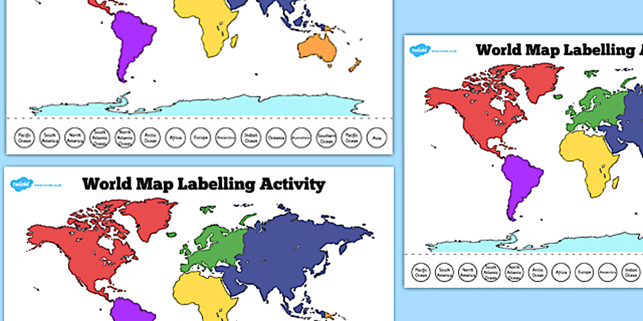 World Map Labelling Activity (teacher made) - Twinkl