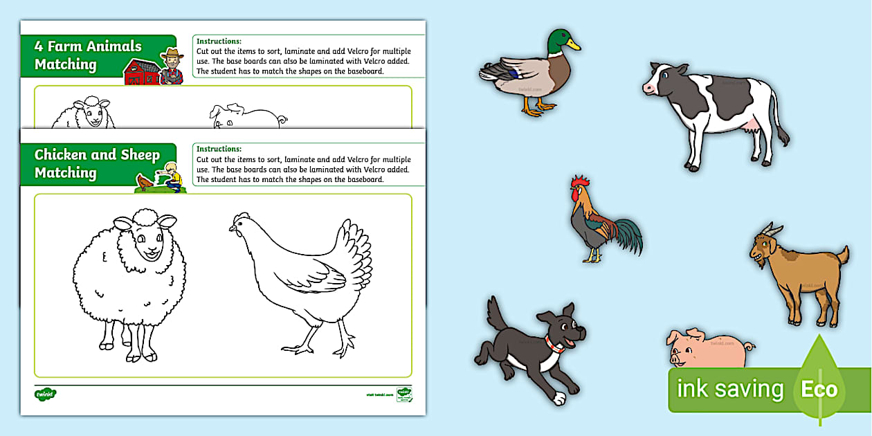 Editable Workstation Pack: Animal Matching Activity - Set 1
