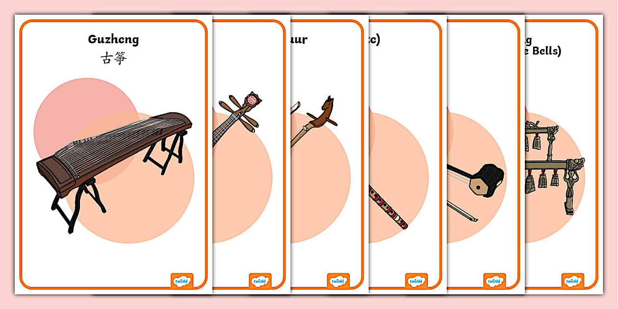 Traditional Chinese Musical Instruments Display Posters