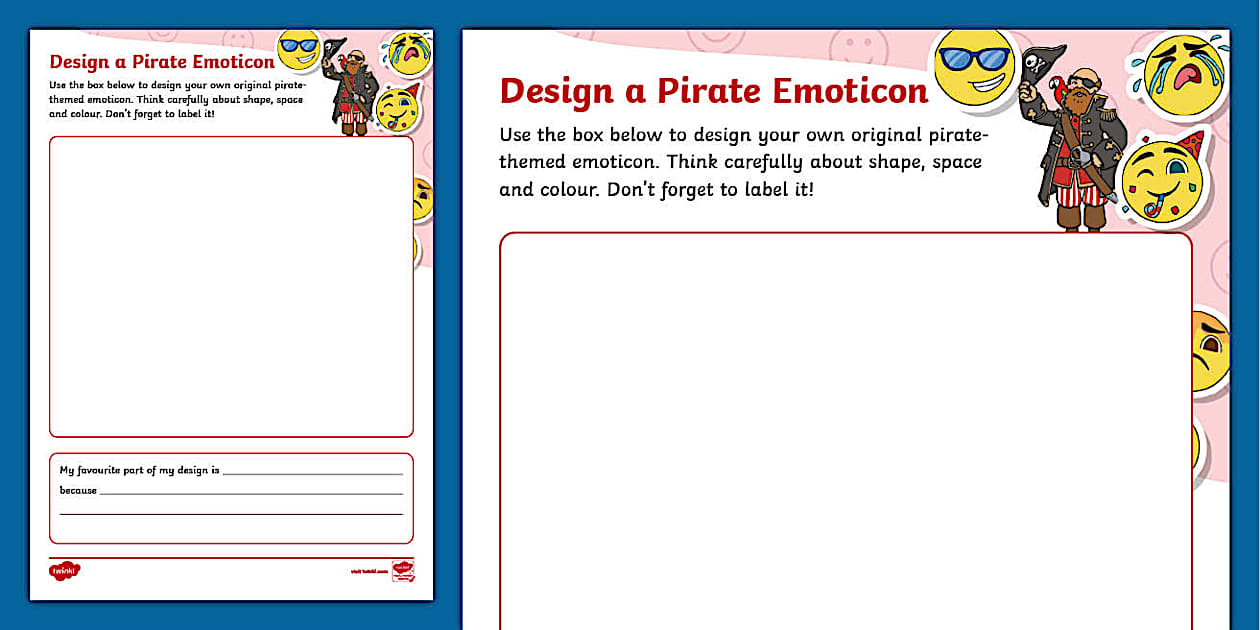 Design Your Own Pirate Emoticon Activity Sheet - Twinkl