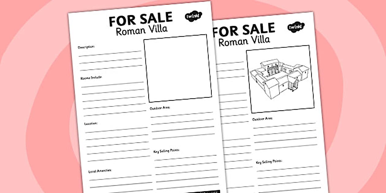 Editable KS2 Roman Villa For Sale Worksheet - Twinkl