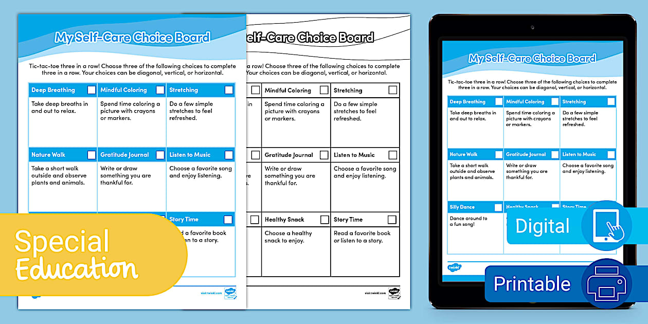 My Self-Care Choice Board for Special Education - Twinkl