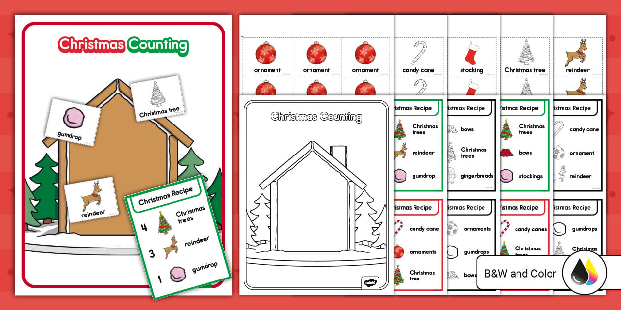 Christmas Counting Recipe Activity Cards for PK-K - Twinkl