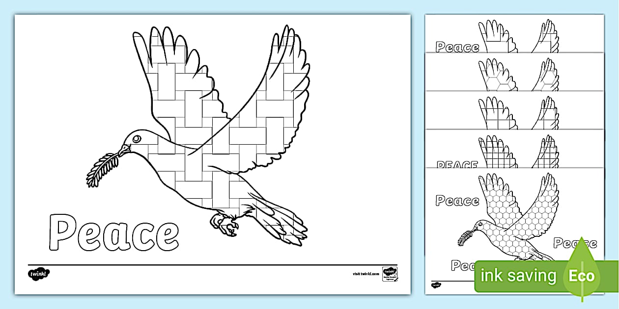 Mosaic Peace Dove Colouring Sheets,dove of peace - Twinkl