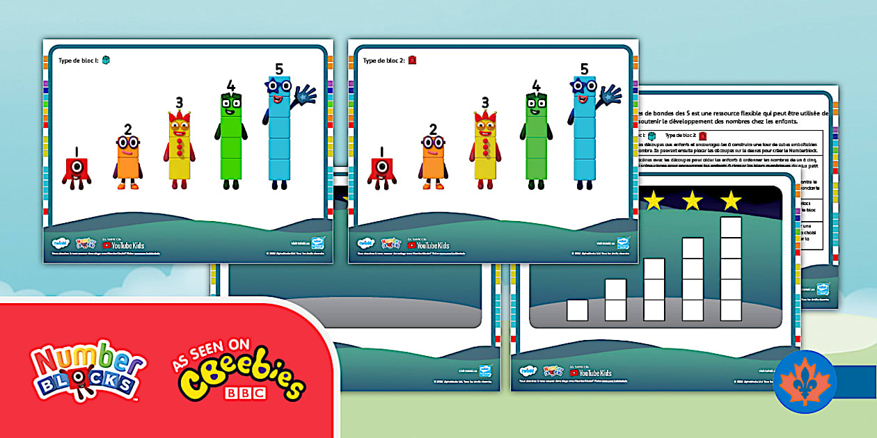 Numberblock 5's Band Cut-Outs French (teacher made) - Twinkl