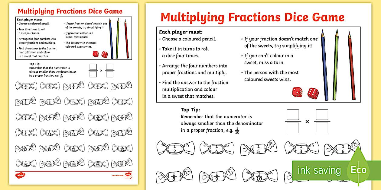 How to Multiply Fractions Dice Game | Twinkl (teacher made)