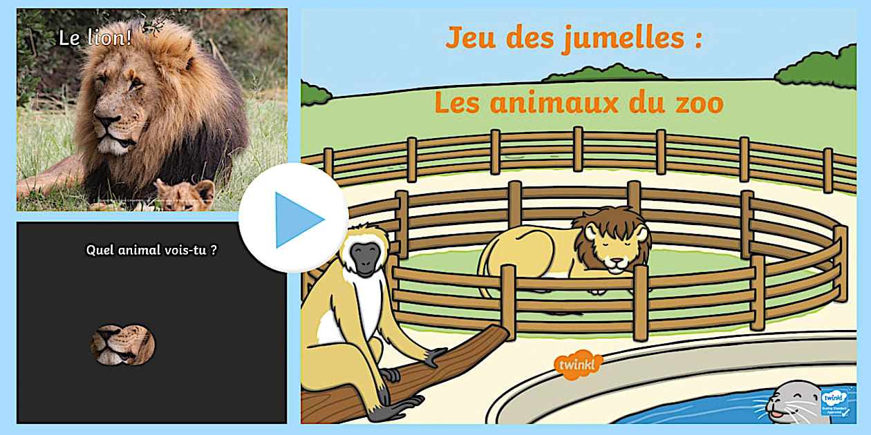Powerpoint : Jeu des jumelles avec les animaux du zoo