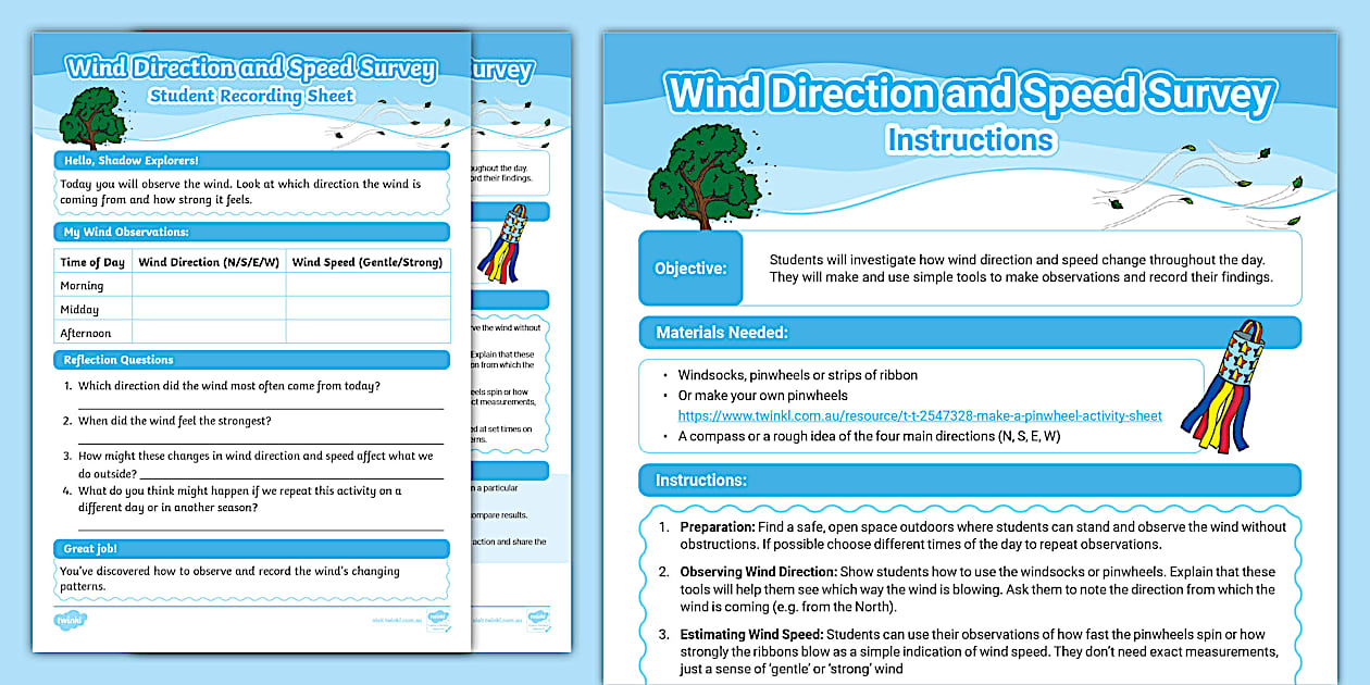 STEM Outdoors: Wind Direction and Speed Survey - Twinkl