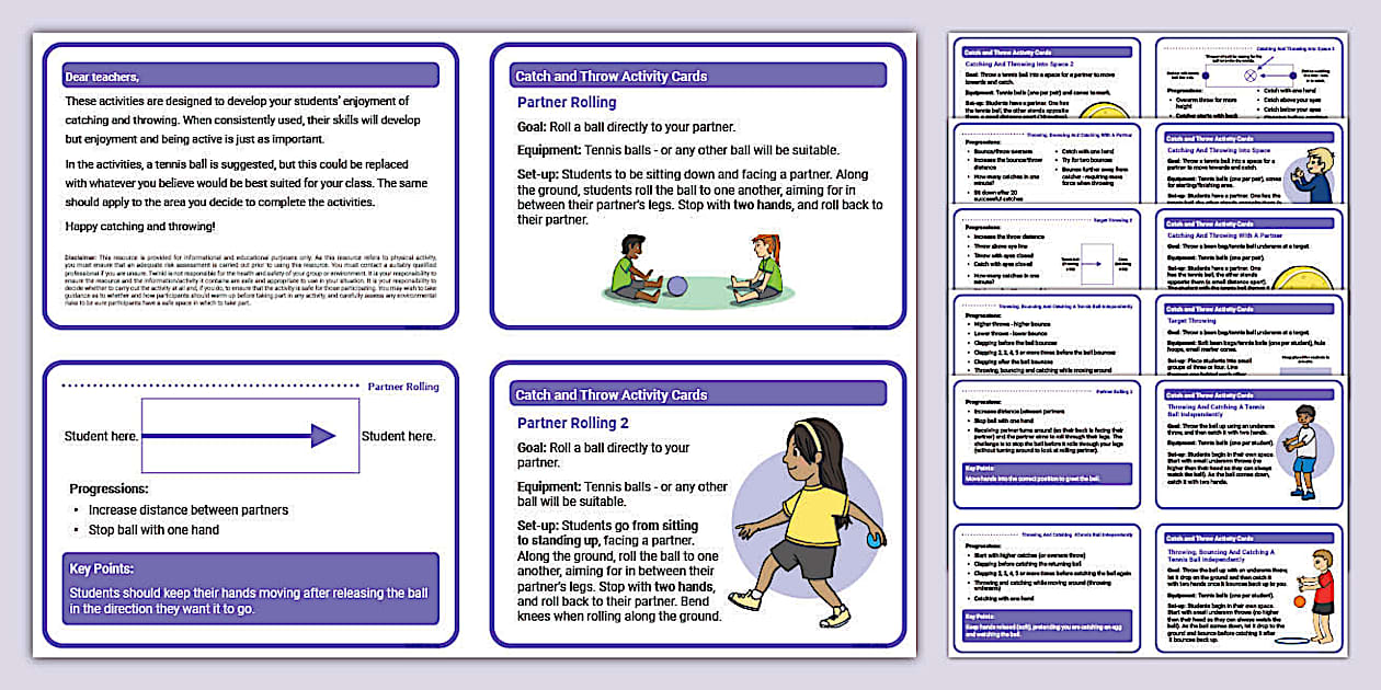 Year 1 and 2 PE: Simple Skills Series - Catch and Throw Activity Cards