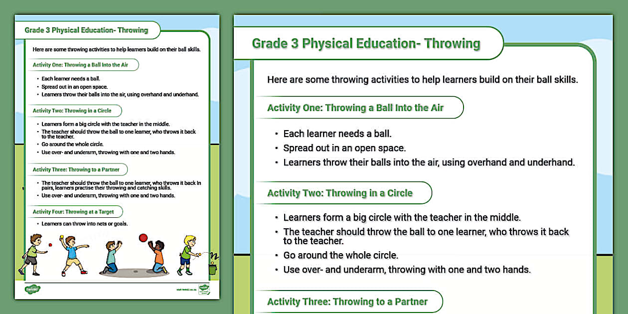 Grade 3 Physical Education: Throwing activities - Twinkl