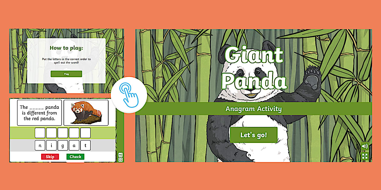 Giant Panda Anagram Interactive Puzzle Game | Twinkl