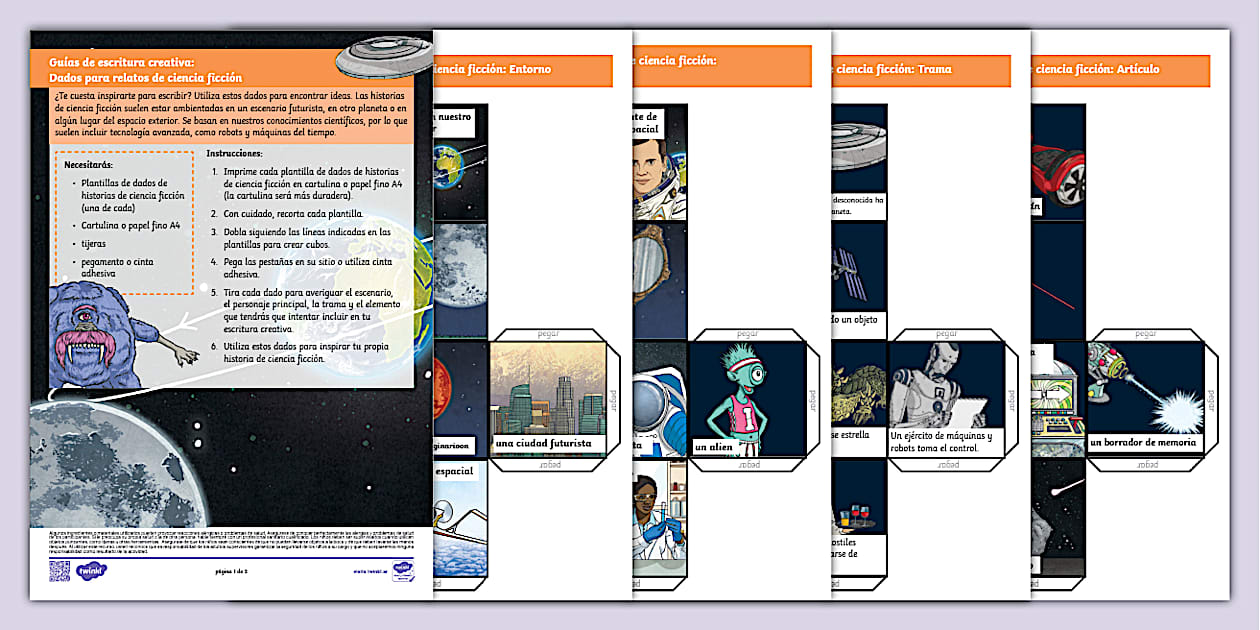 Dados: escritura creativa de ciencia ficción - Twinkl