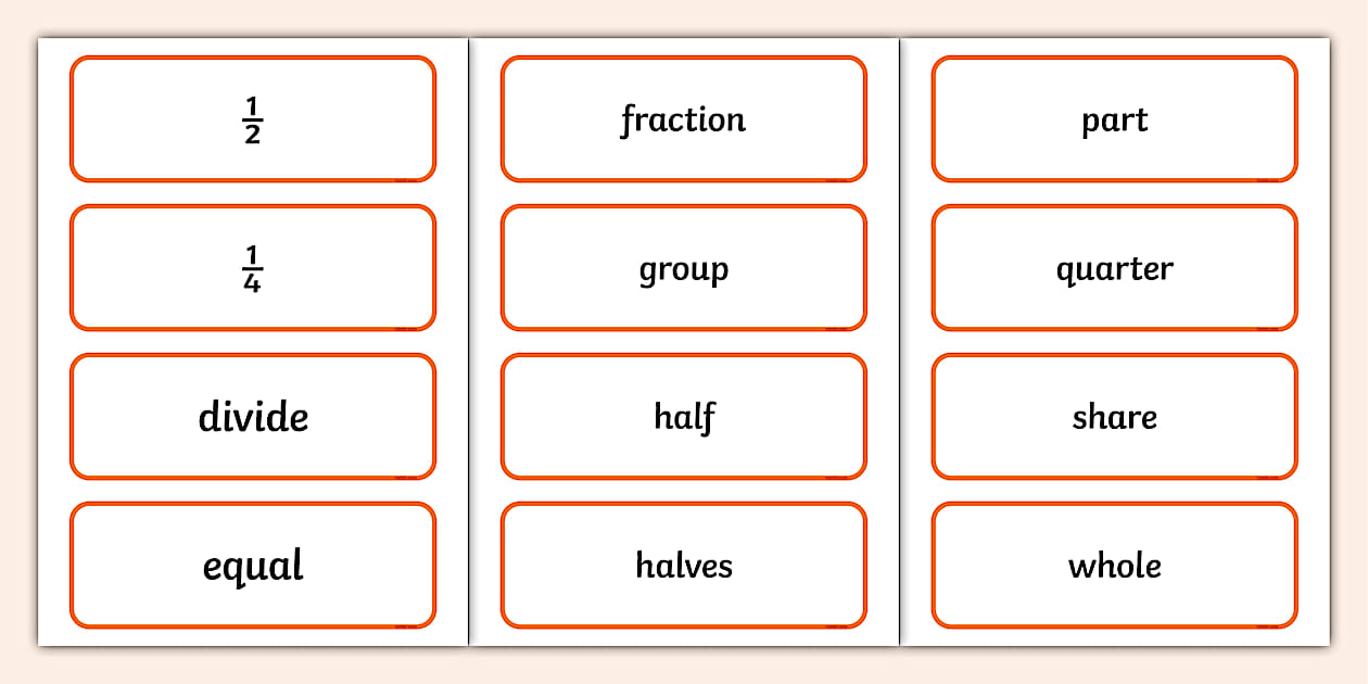 👉 Y1 Fractions Vocabulary Cards (teacher made) - Twinkl