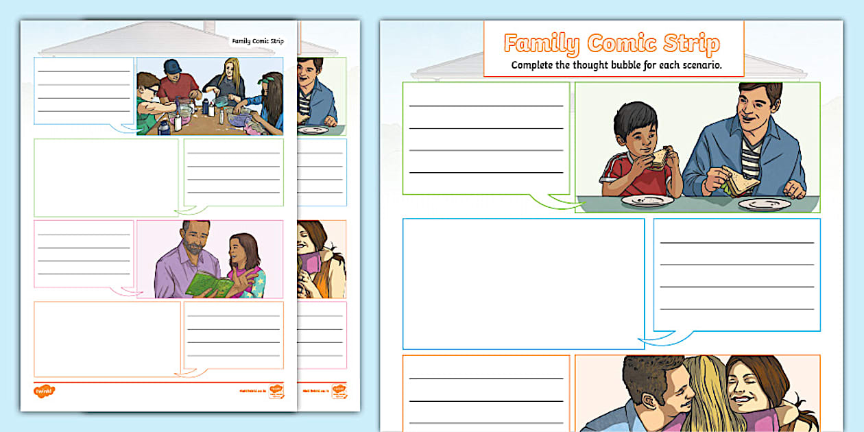Finish the Family Comic Strip Worksheet (teacher made)