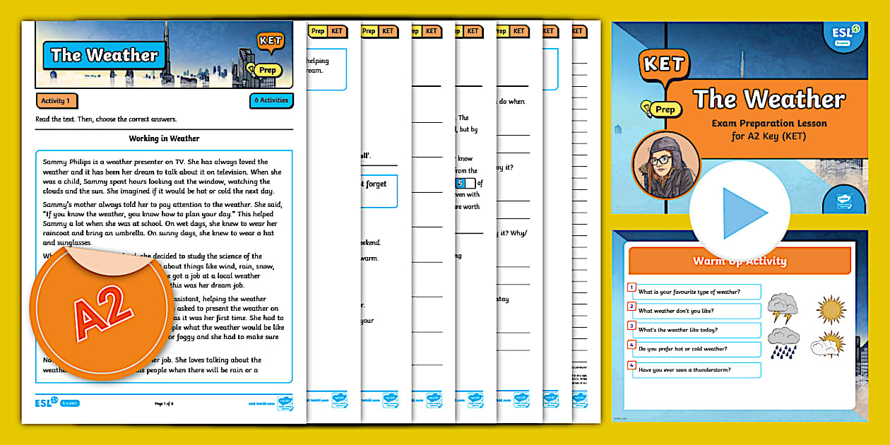 A2 Key (KET) - Weather Prep Lesson (teacher made) - Twinkl