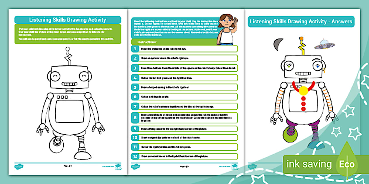 Listening Skills Drawing Activity (Ages 5 - 9) - Twinkl