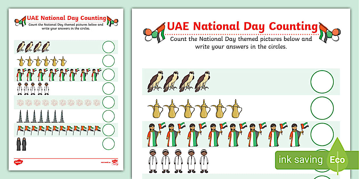 National Day Counting Sheet (teacher made) - Twinkl