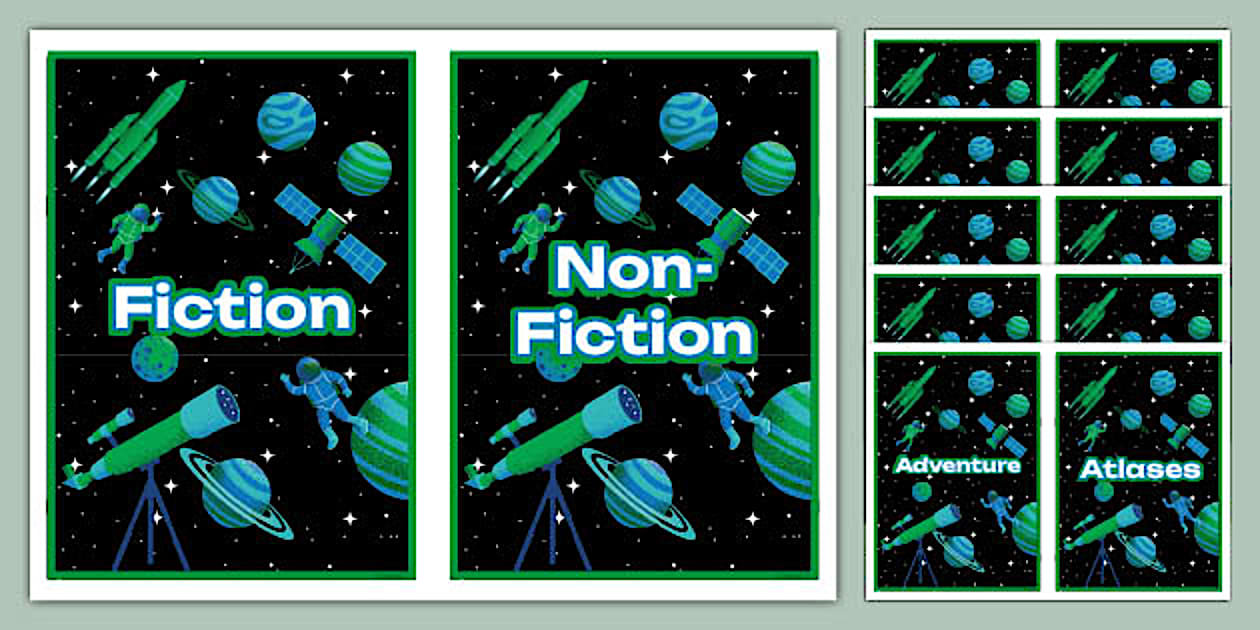 Space-Themed Book Genres Display Labels (Teacher-Made)