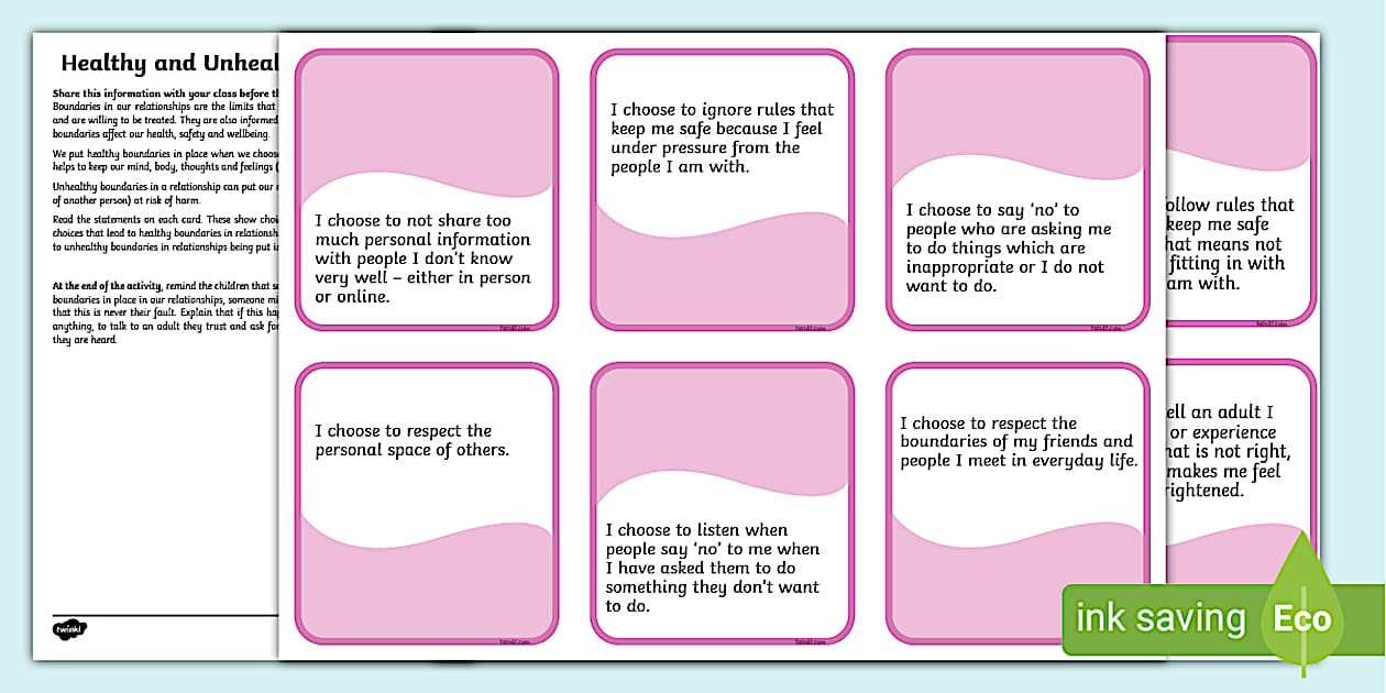 Editable KS2 Respect and Consent: Healthy and Unhealthy Boundaries Sorting