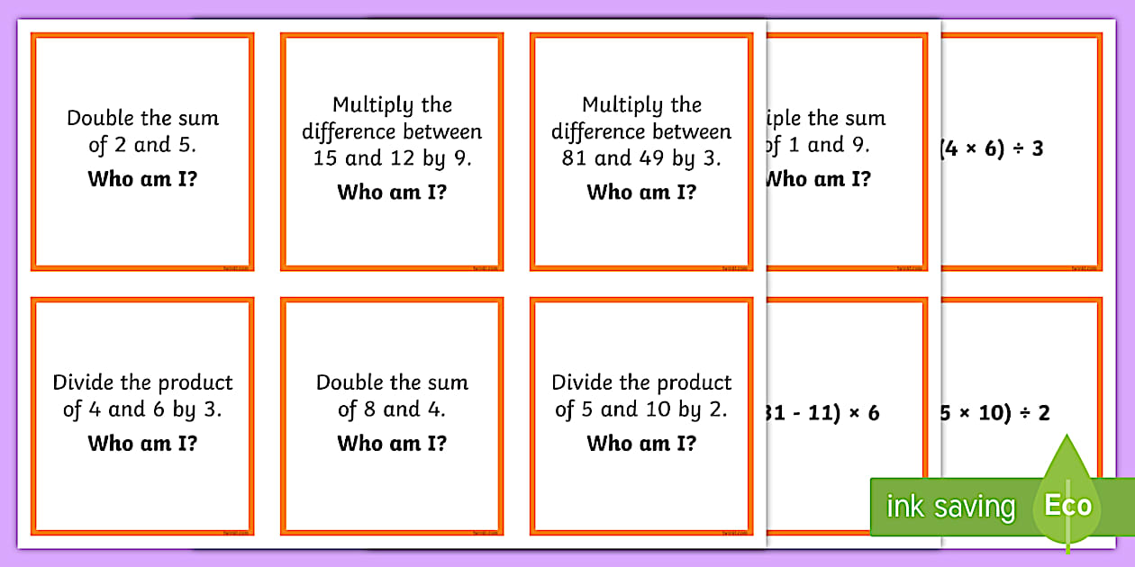 Numerical Expressions 'Who Am I?' Matching Cards - Twinkl