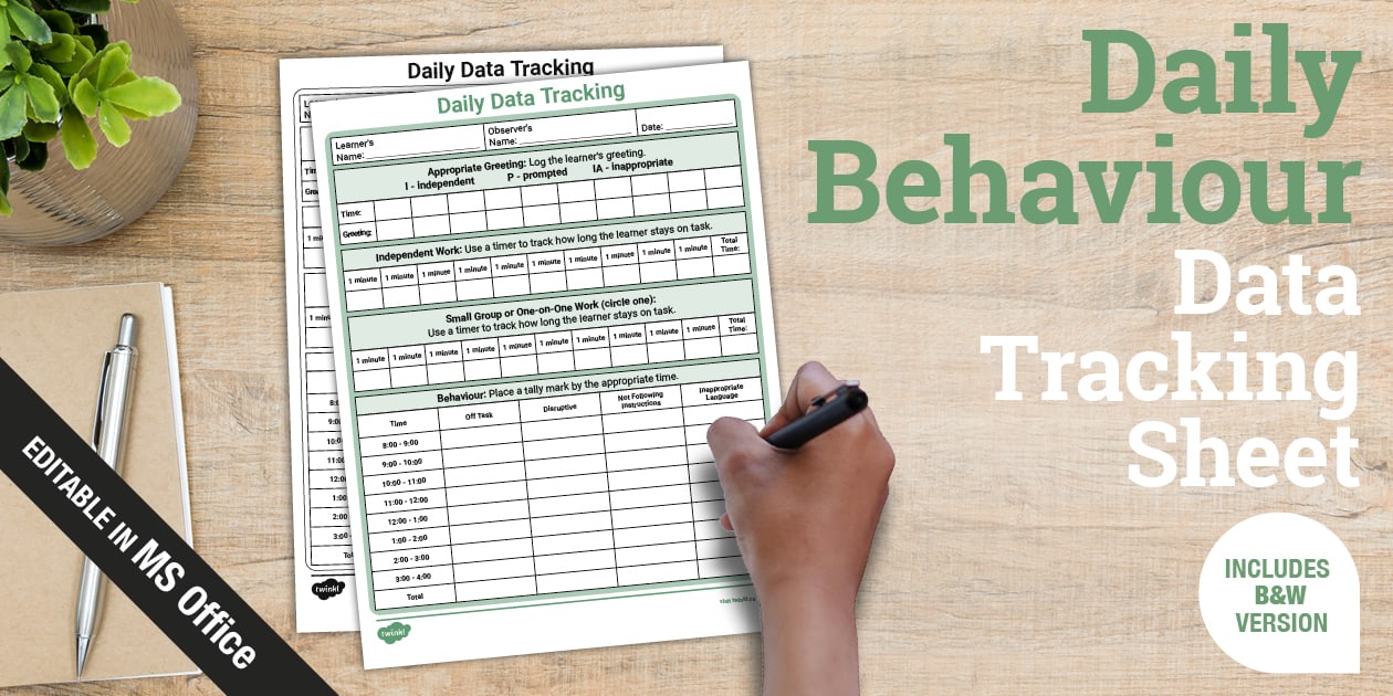 Daily Behaviour Data Tracking Sheet
