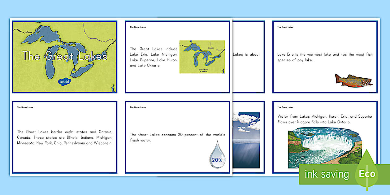 The Great Lakes Fact Cards - Twinkl