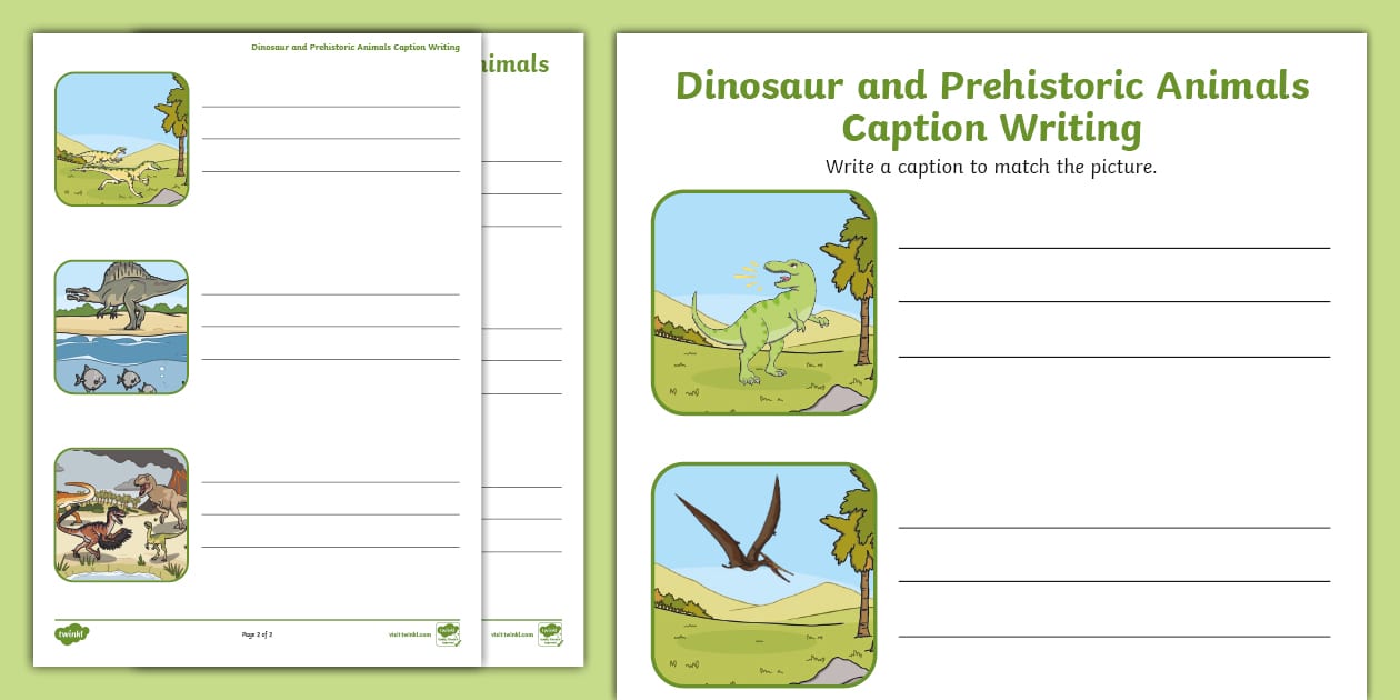 Dinosaurs and Prehistoric Animals Caption Writing Activity