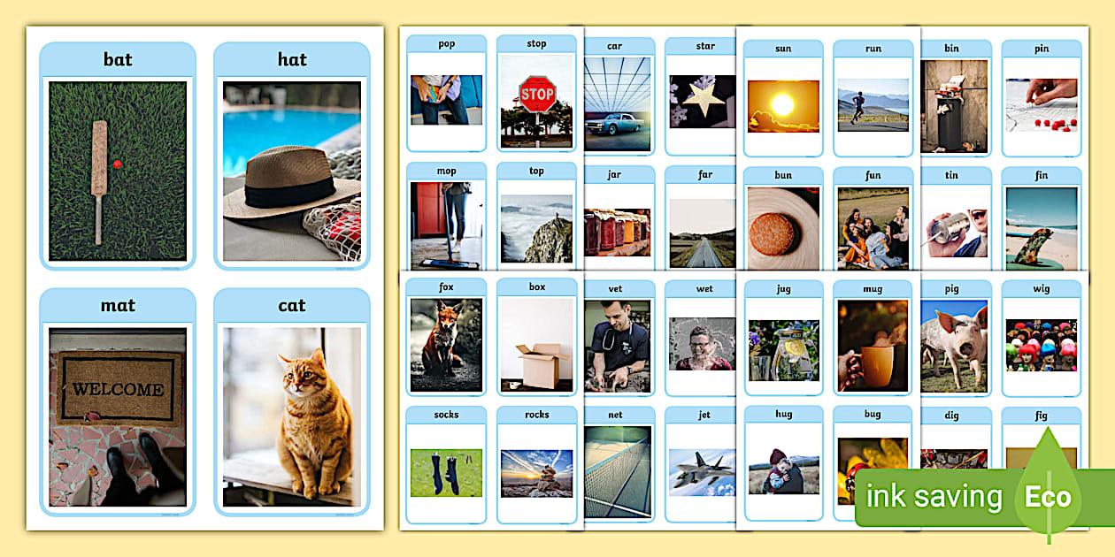 Rhyming Words Photo Flash Cards - Twinkl